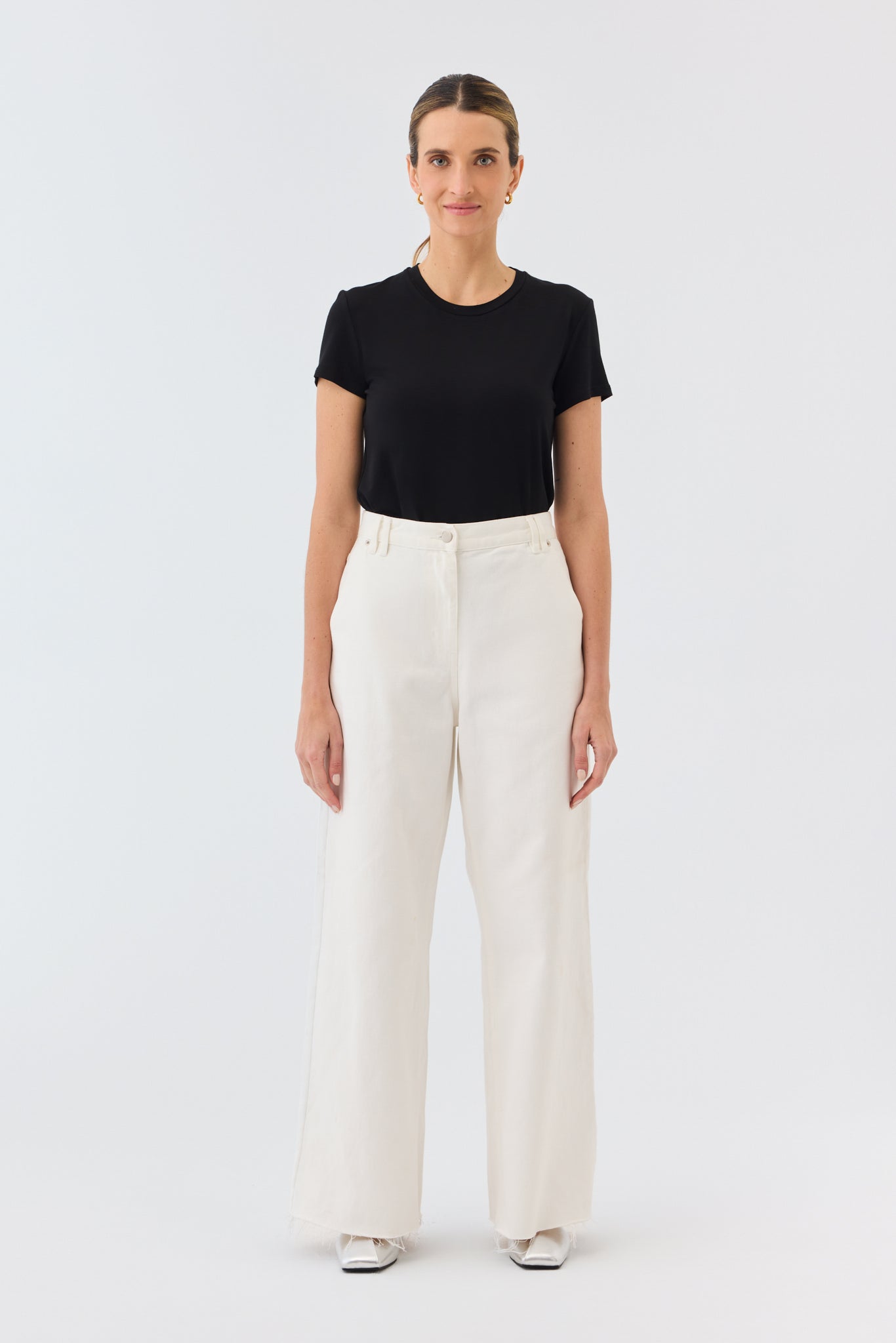 Essence Wide Leg Jeans White | Feathers