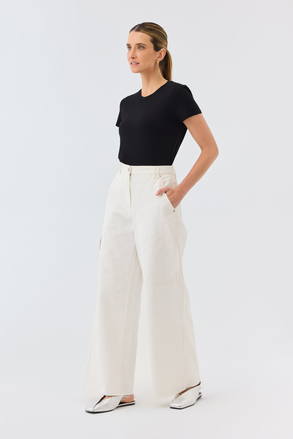 Essence Wide Leg Jeans White | Feathers