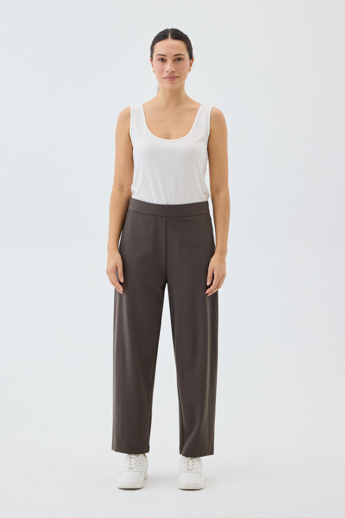 Empire Barrel Leg Pant Black Ponte | Feathers