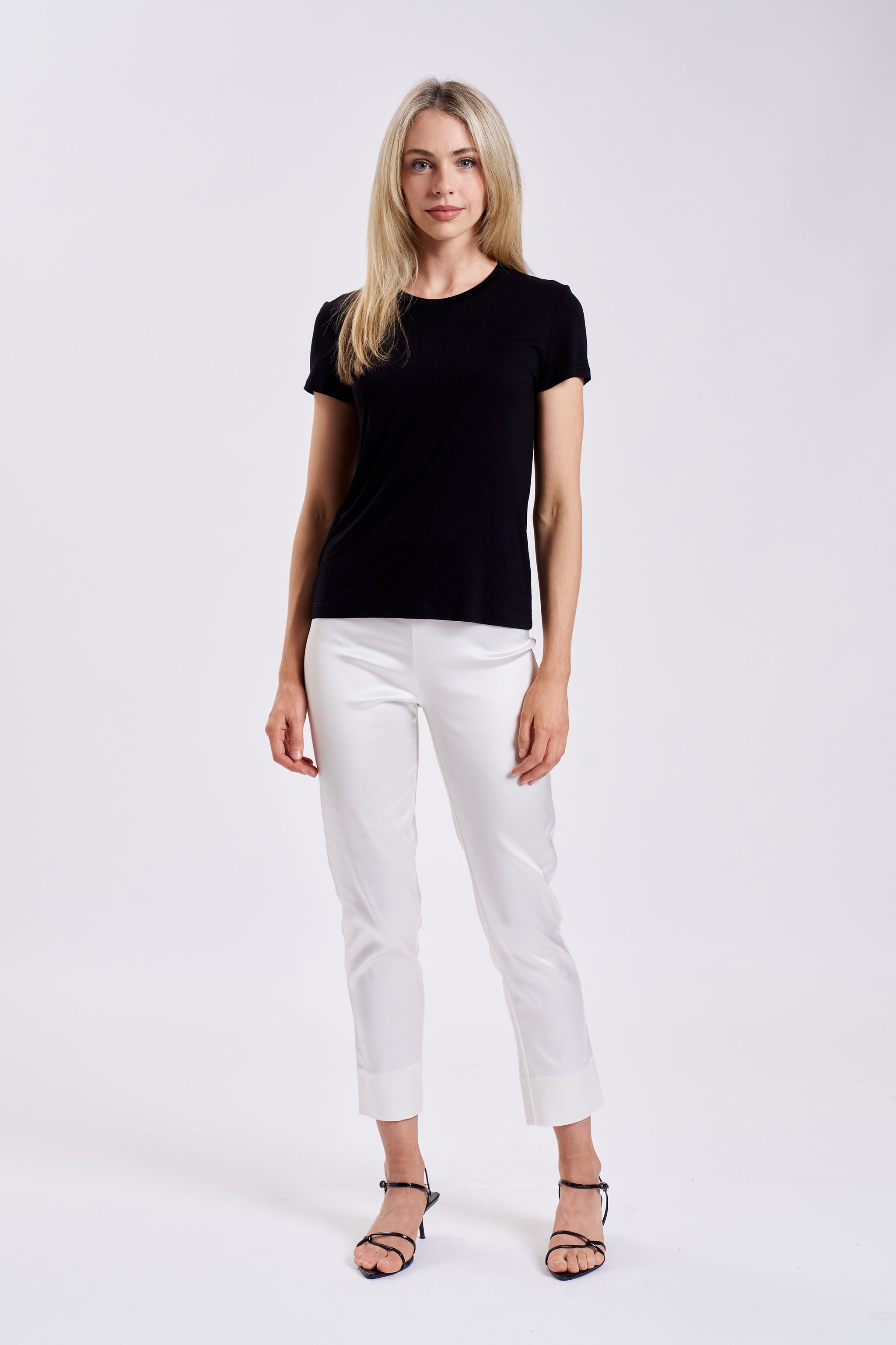 Edit Slim Leg Pant Cream Satin | Feathers