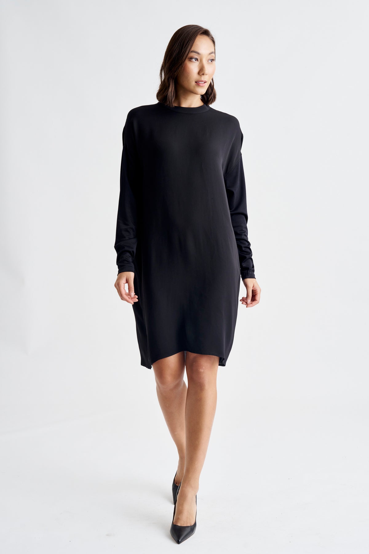 Ursula Long Sleeve Midi Dress Black | Feathers