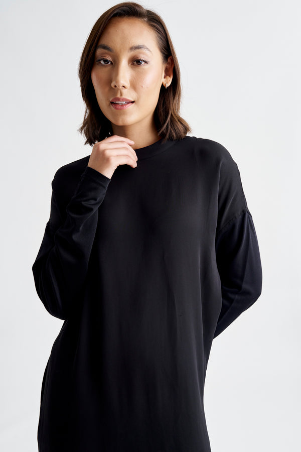 Ursula Long Sleeve Midi Dress Black | Feathers