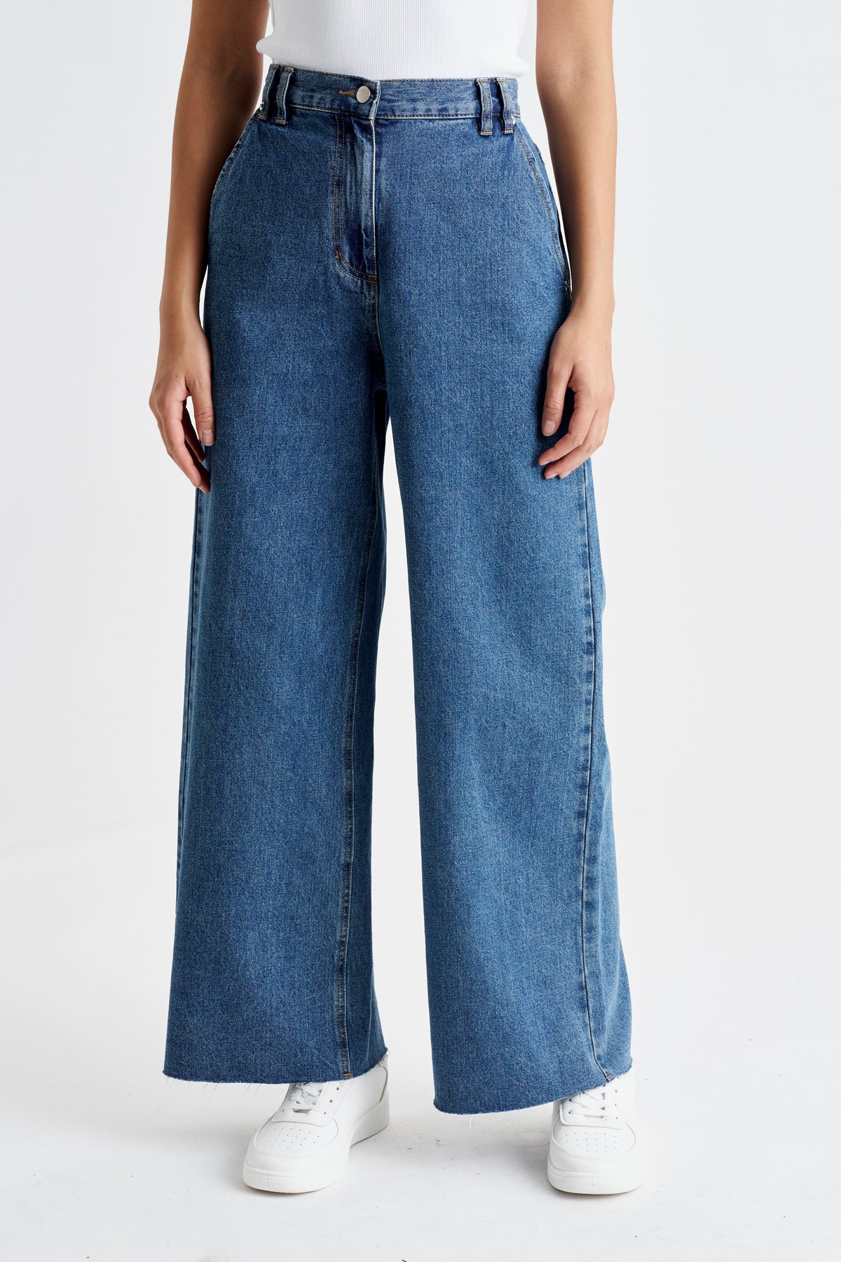 Frankie Wide Leg Jeans Blue | Feathers