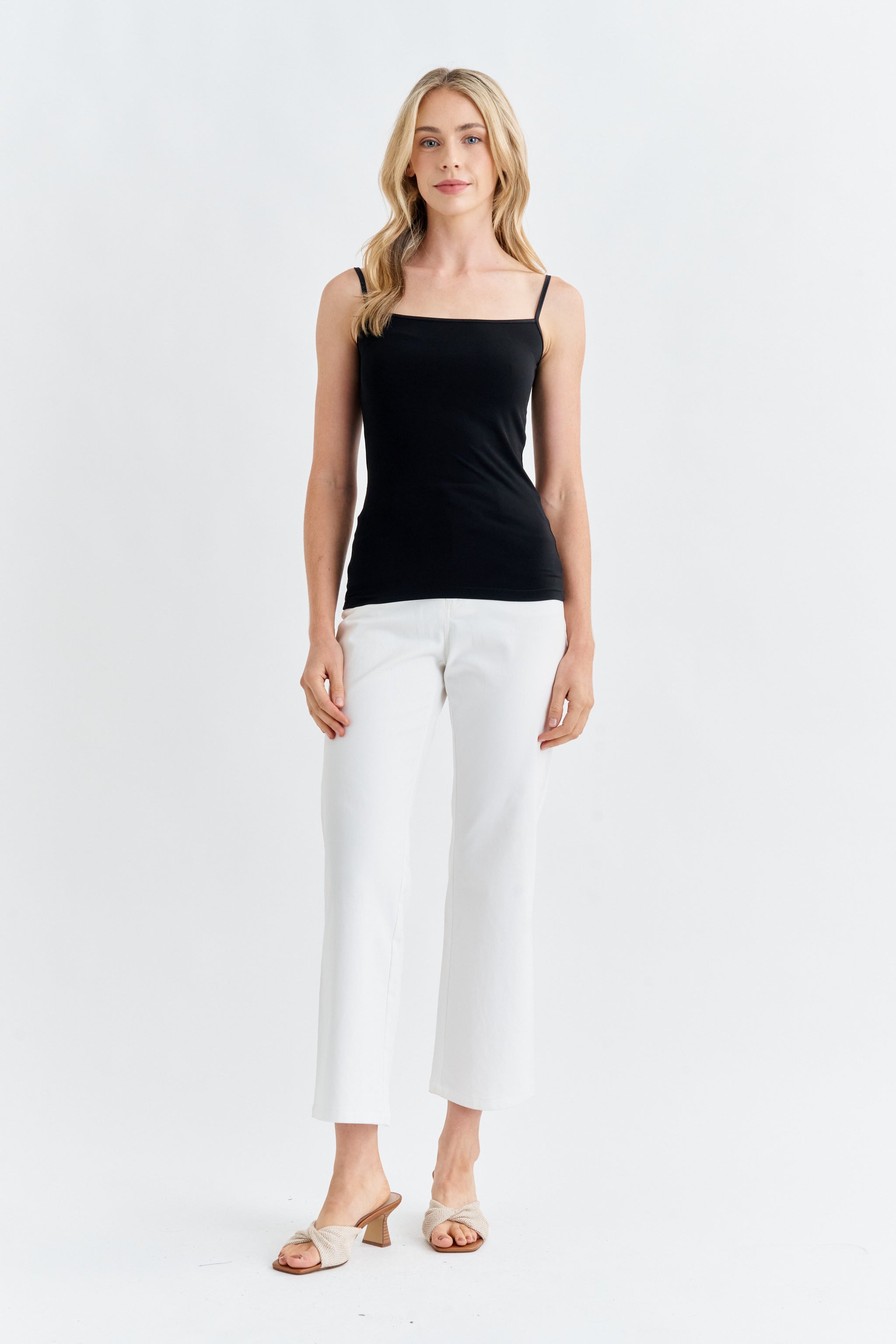 Square Neck Cami Top Black | Feathers