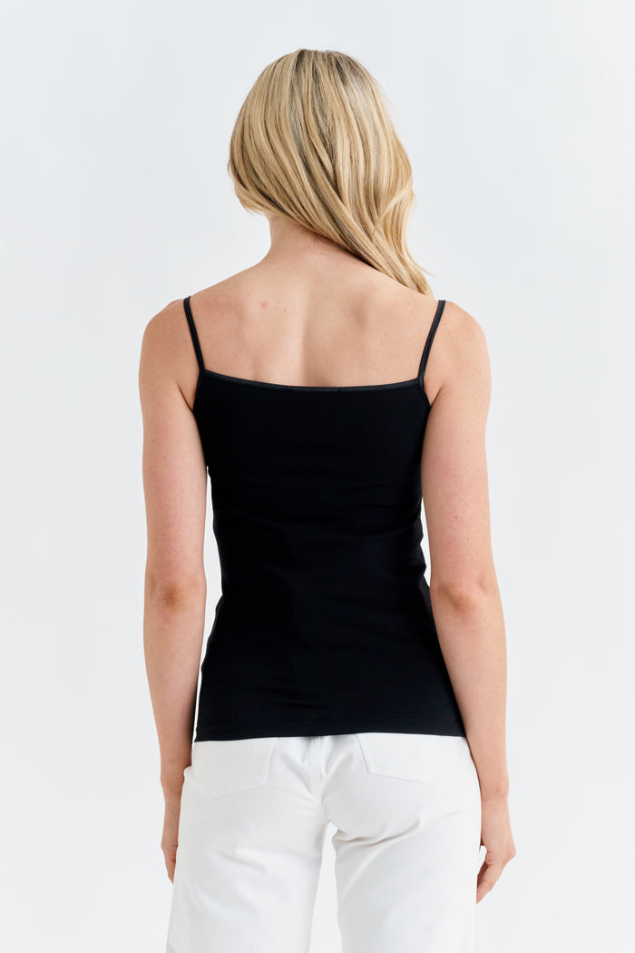 Square Neck Cami Top Black | Feathers